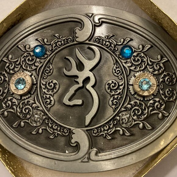 Accessories | Vintage Metal Belt Buckle Buck Deer Blue Stones Federal 4 ...